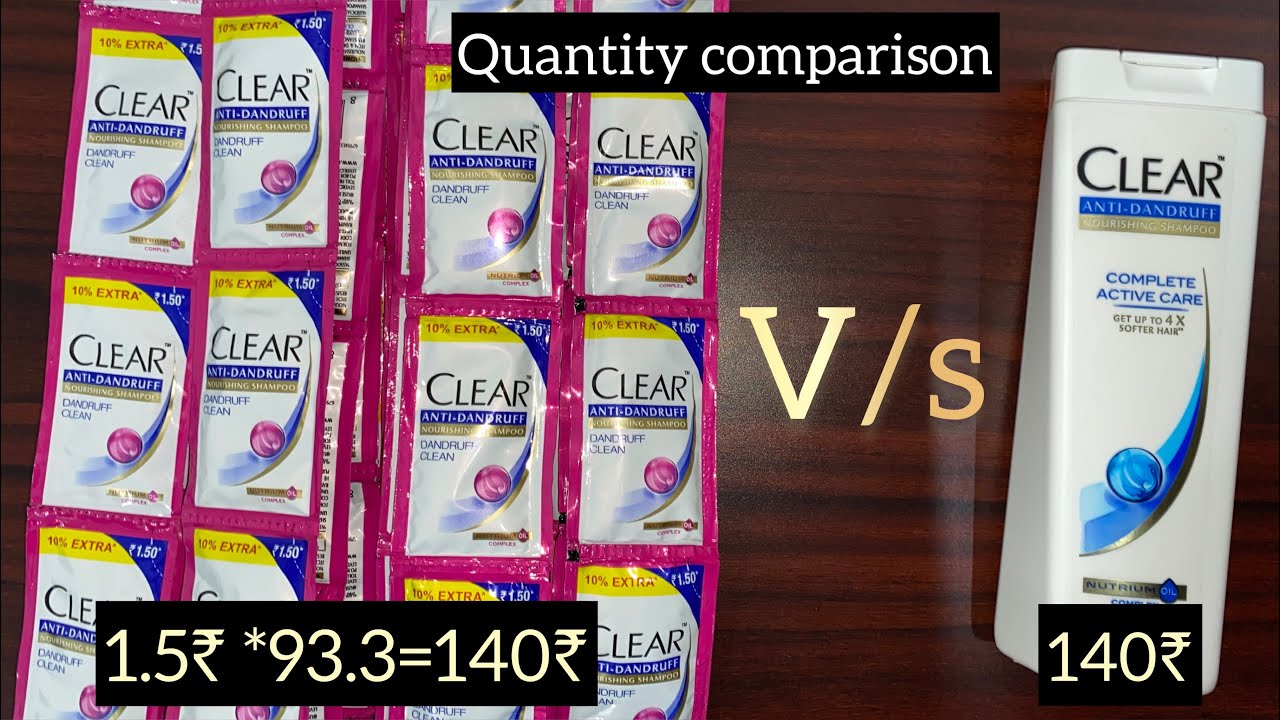 CLEAR SHAMPOO quantity comparison in ಕನ್ನಡ | Bottle(140₹) or Sachet(1.5 ...