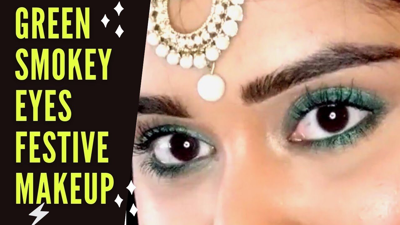 Easy Green Smokey Eye Festive Makeup Tutorial | Green Smokey Eyes for ...