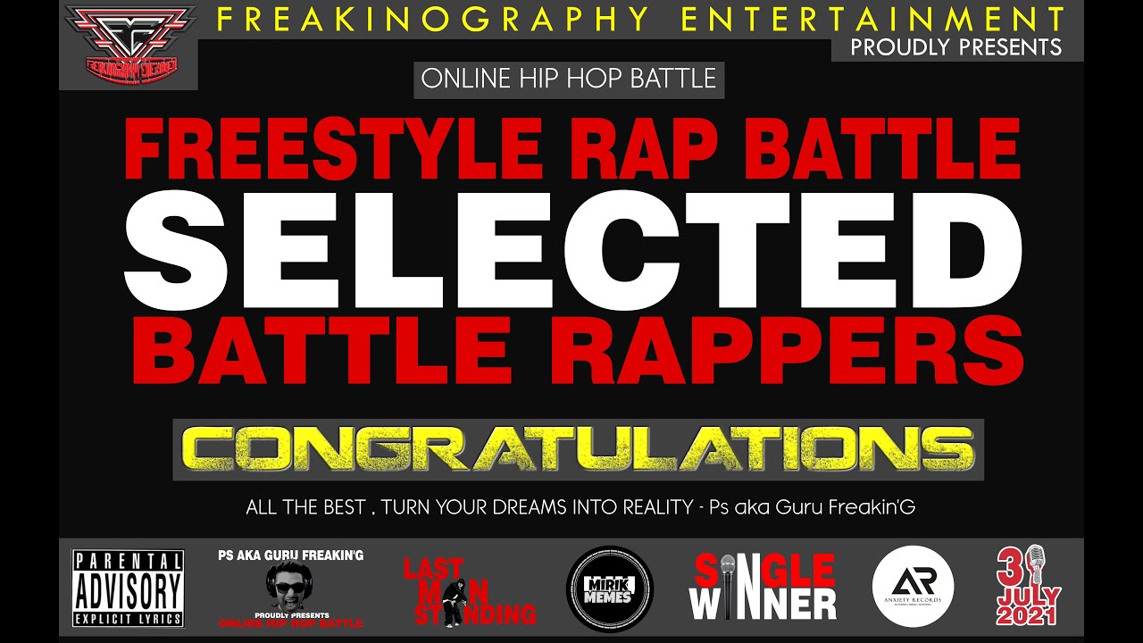 SELECTED BATTLE RAPPERS FOR FREESTYLE ONLINE HIP HOP RAP BATTLE 2021 ...
