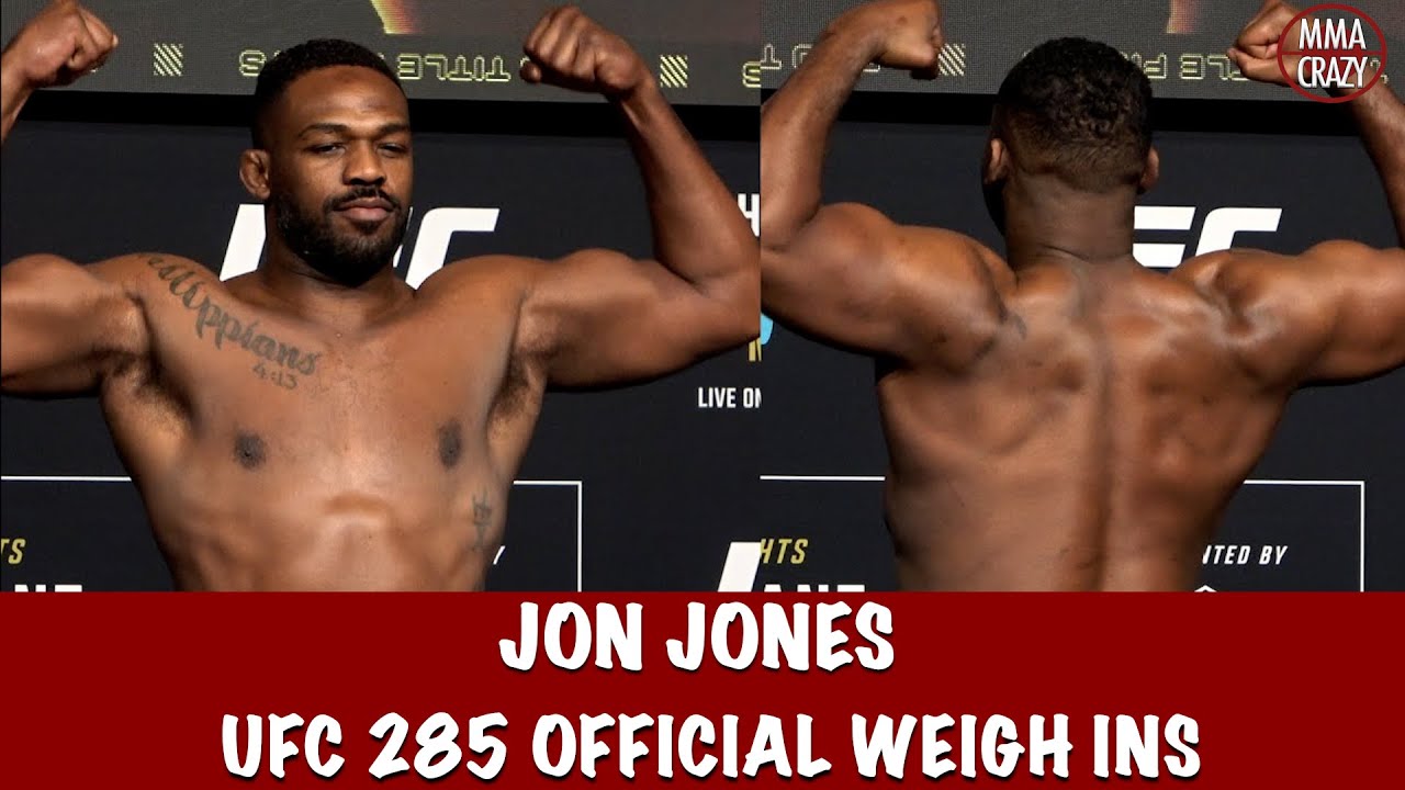 UFC 285 Official Weigh Ins: Jon Jones flexes and shows off - YouTube
