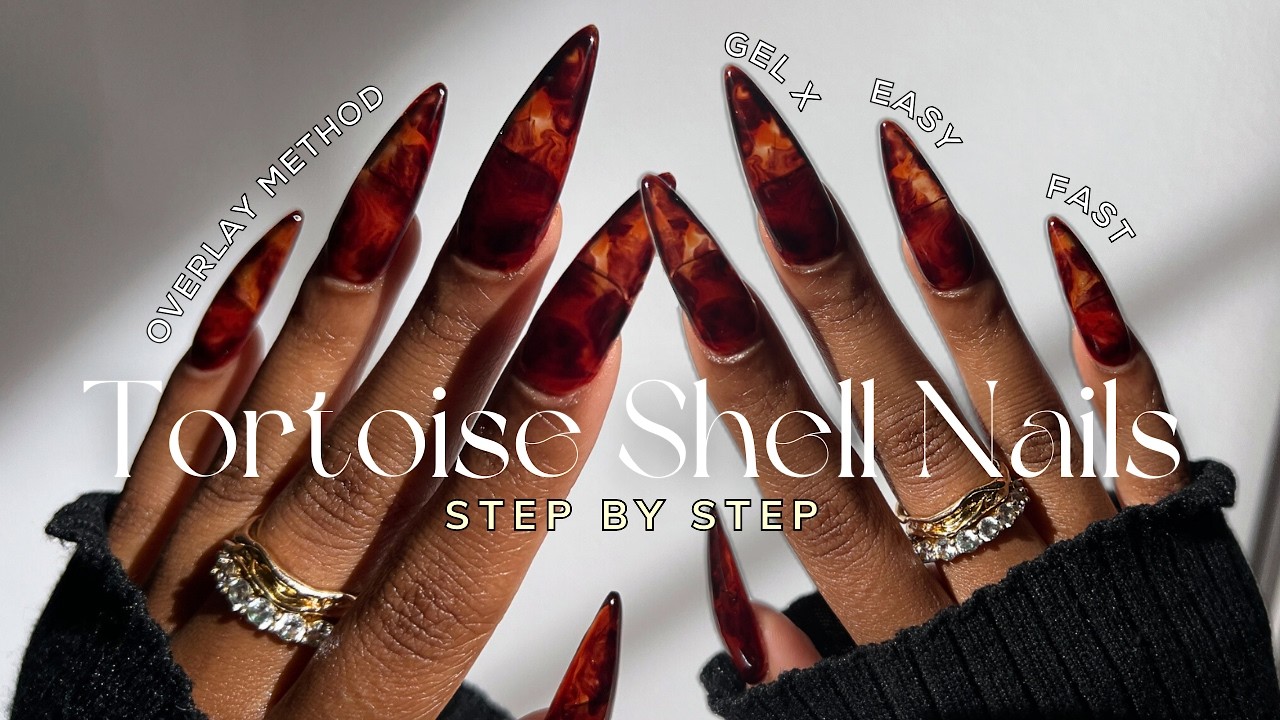 The EASIEST way to do Tortoise Shell Nails & Gel X Nails Overlay Method ...