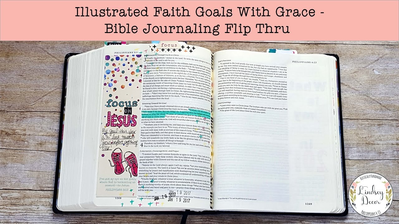 Illustrated Faith Goals With Grace - Bible Journaling Flip Thru - YouTube