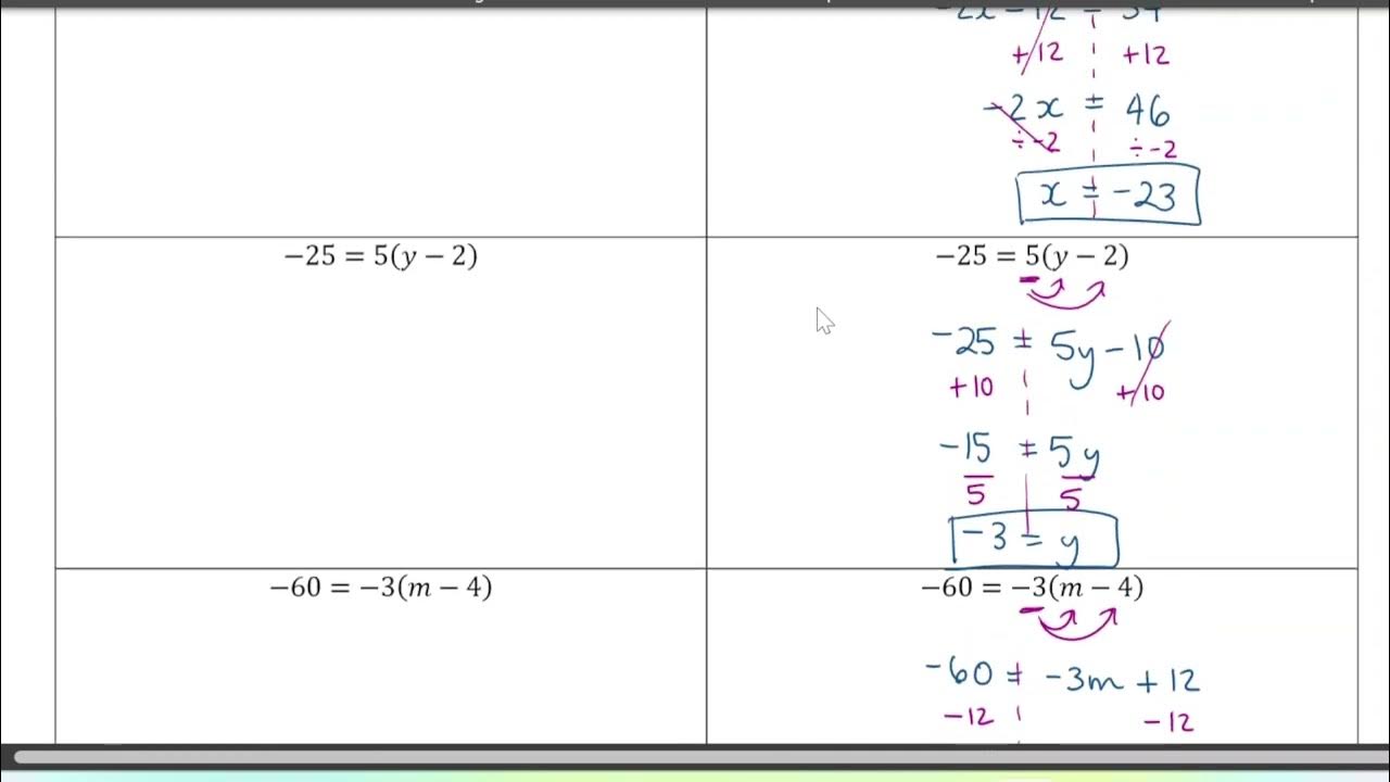 Math 8 - Solving Linear Equations with Brackets - Algebra Unit Lesson 3 ...