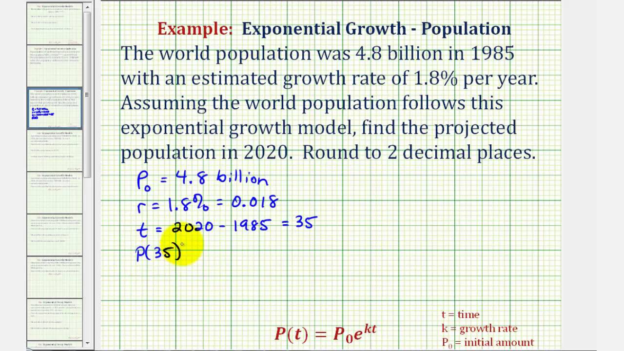 Ex Exponential Growth Application Predicting World Population YouTube