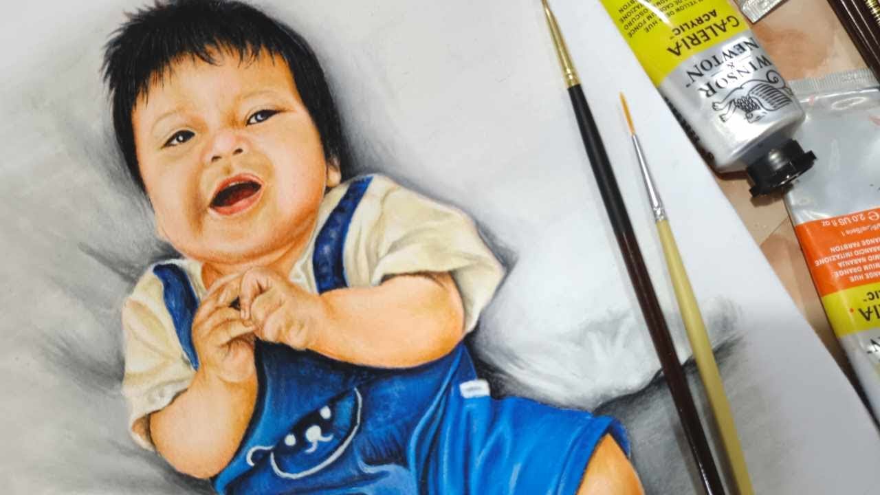 cute baby painting| how to painting cute baby step by step on t-shirt ...