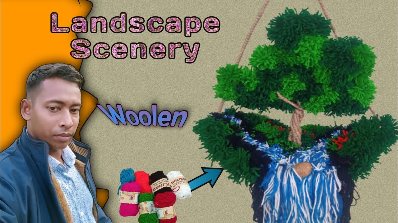 Easy Landscape Scenery using woollen & jute //Diy home decor woolen ...