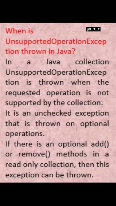 When is unsupportedoperationexception thrown in java?#java #unsupportedoperation #exception # ...