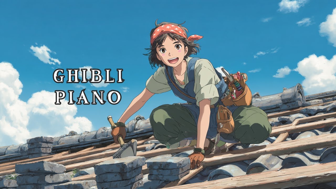 Roof Work Adventure | Ghibli-Style Anime Character Repairing with Joy ...