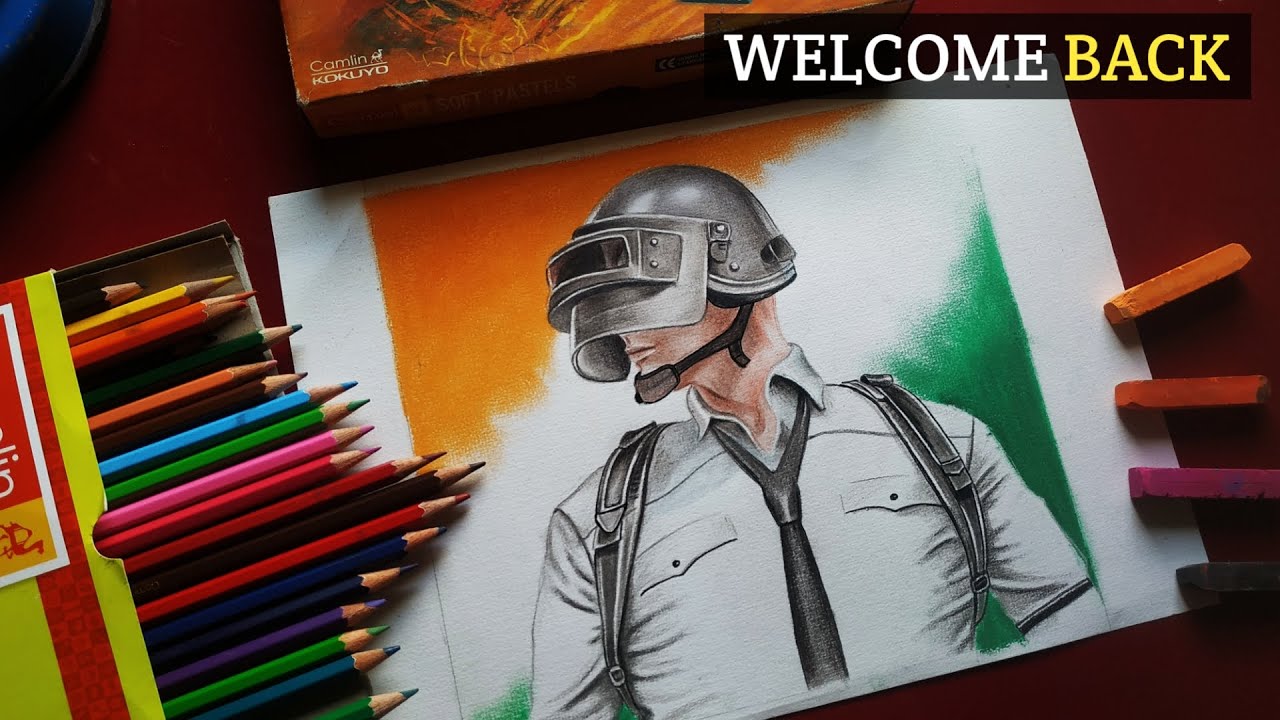 Battground india pubg drawing using camlin art supplies // pubg ...