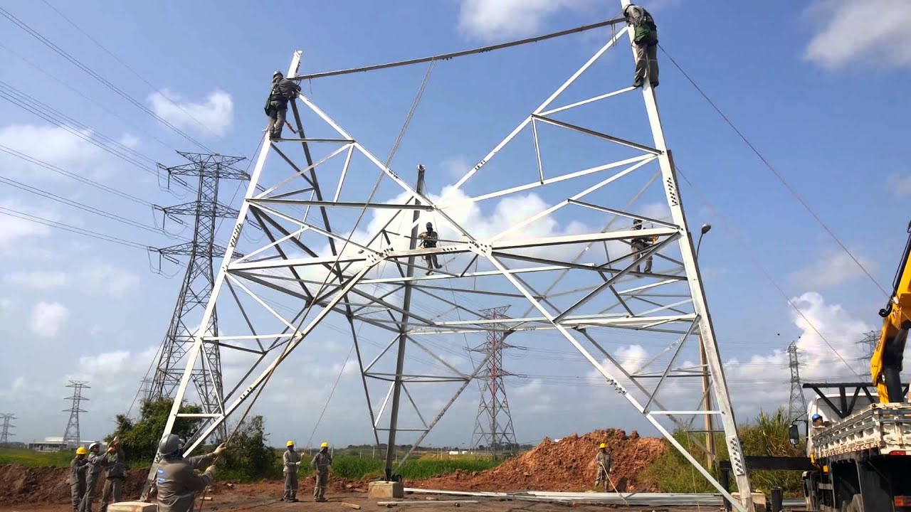 Montagem de torres de transmissão - YouTube