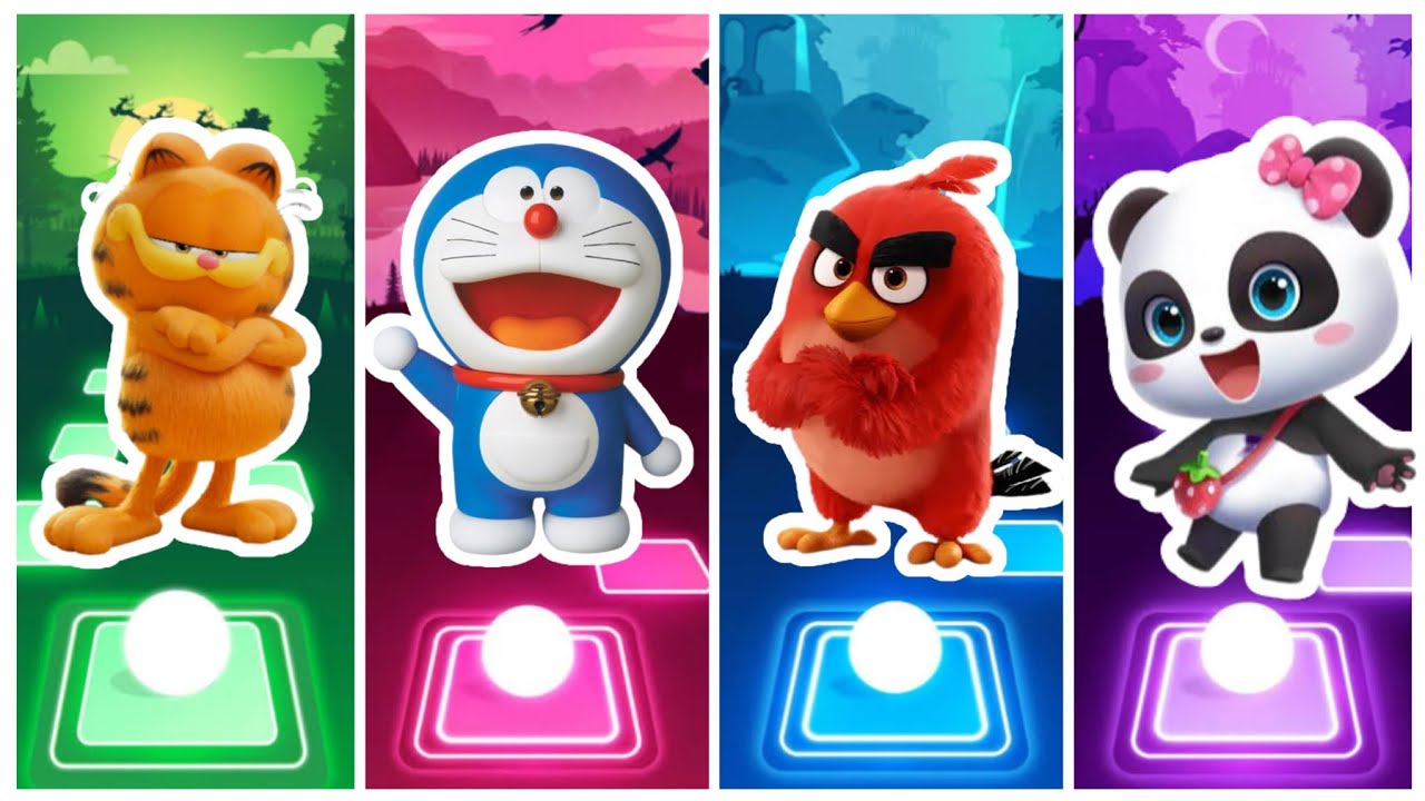 Garfield 🆚 Doraemon 🆚 Angry Bird 🆚 Miumiu 💥 TILES HOP EDM - YouTube