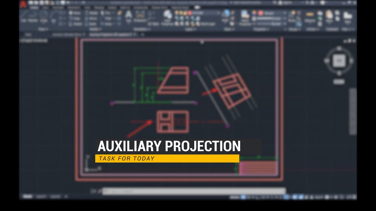 AutoCAD: Auxiliary Projection Drawing [Past CXC Question] - YouTube