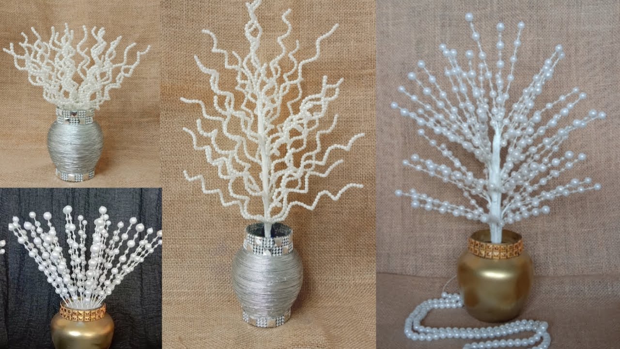 4 Design Flowers from pearl | DIY Pearl Flowers Craft | 4 Model Bunga ...