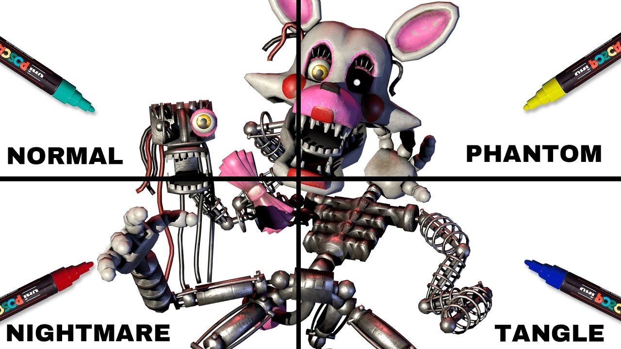 Drawing Mangle But In 4 Different Styles! #FiveNightsAtFreddys - YouTube
