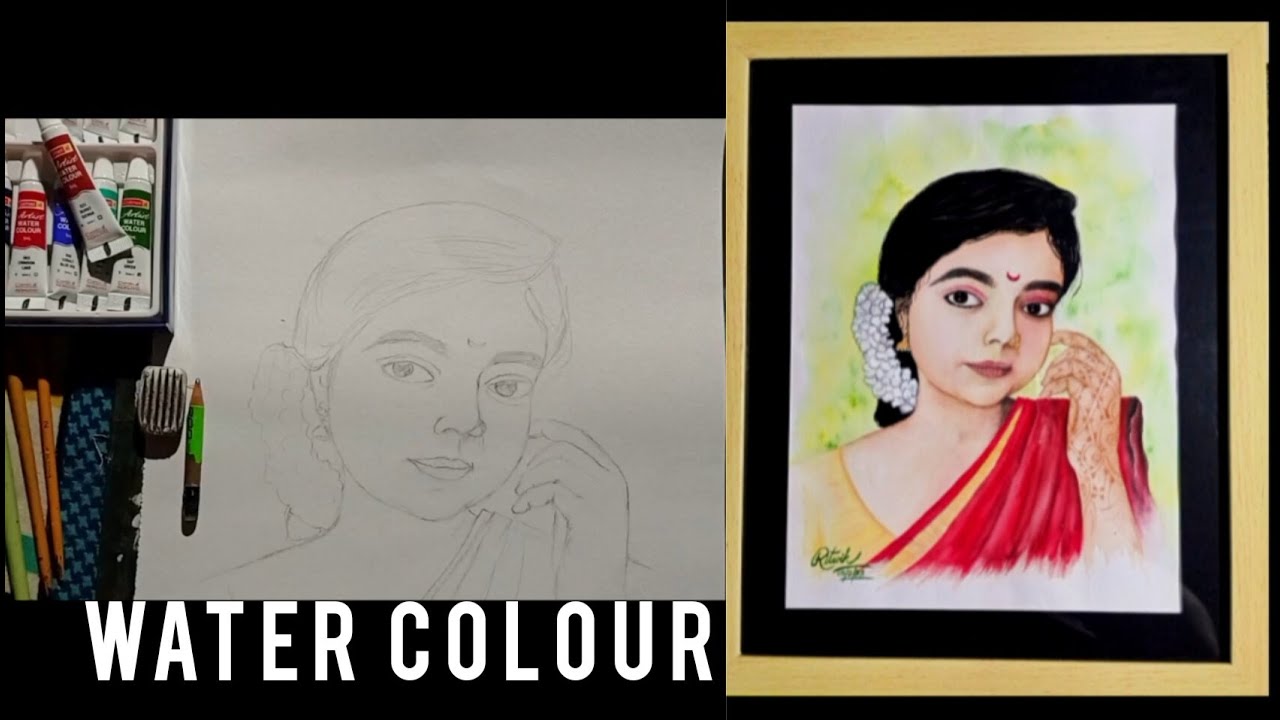 Portrait Painting step by step tutorial l Water Colour Portrait l ...