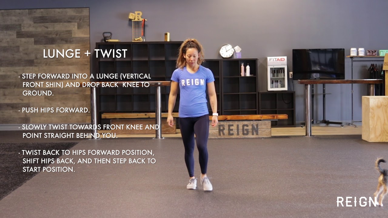 Lunge + Twist Dynamic Stretch | Exercise Demo Reign Fitness - YouTube