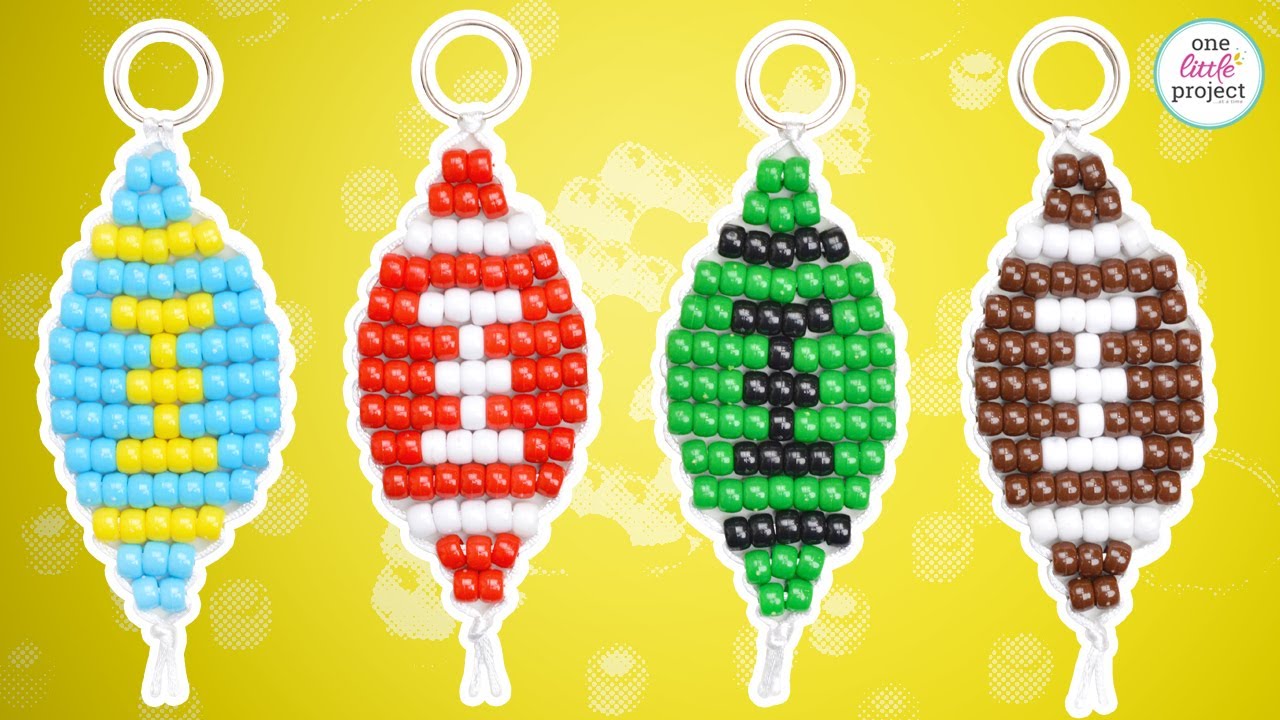 Pony Bead Football | Free Pattern for a Pony Bead Football Keychain ...