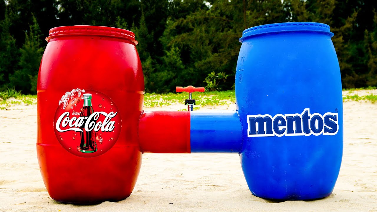 Experiment: Giant Coca Cola and Mentos - YouTube