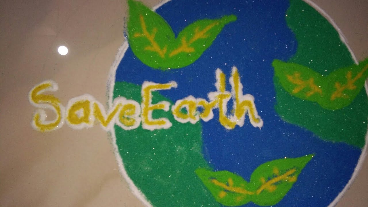 Save water save earth rangoli, save tree rangoli. - YouTube
