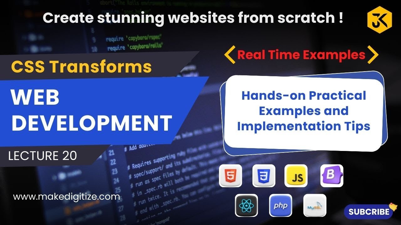 20 || CSS Transforms || Hands-On Practical Examples and Implementation ...