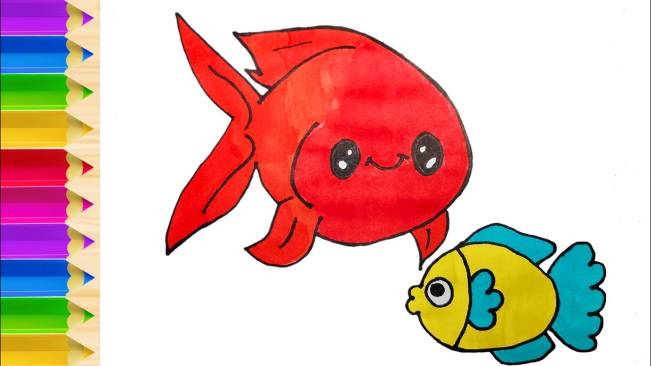 Drawing and Coloring Fish | How to draw a Fish | Simple drawing | Art ...