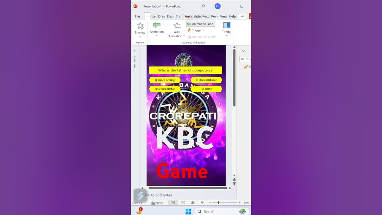 How to Make KBC Game in powerpoint | Animation #shortsvideo #animation ...