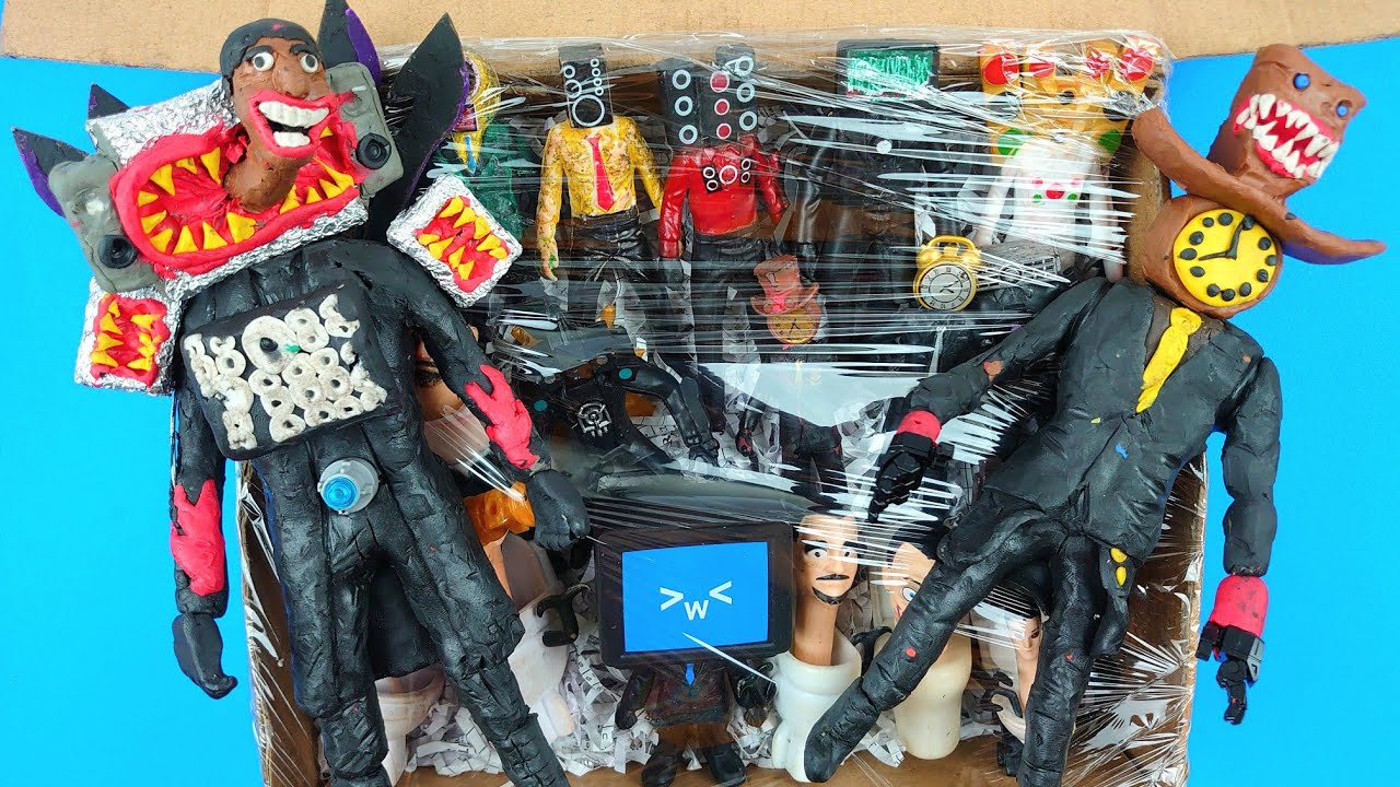 Tv man zombie vs team clock man | unboxing skibidi toilet figure ...