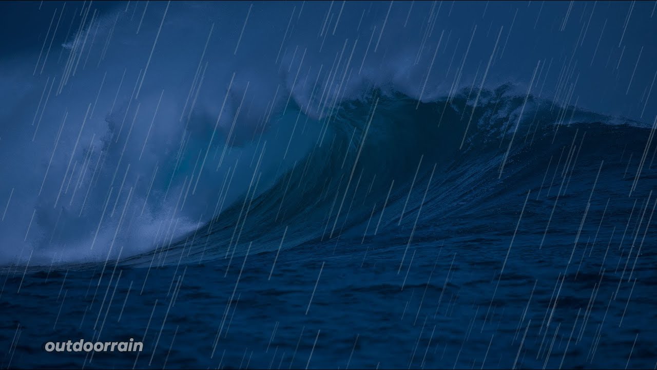 Sleep immediately within 3 minutes - Rainfall at Night with The Sea ...