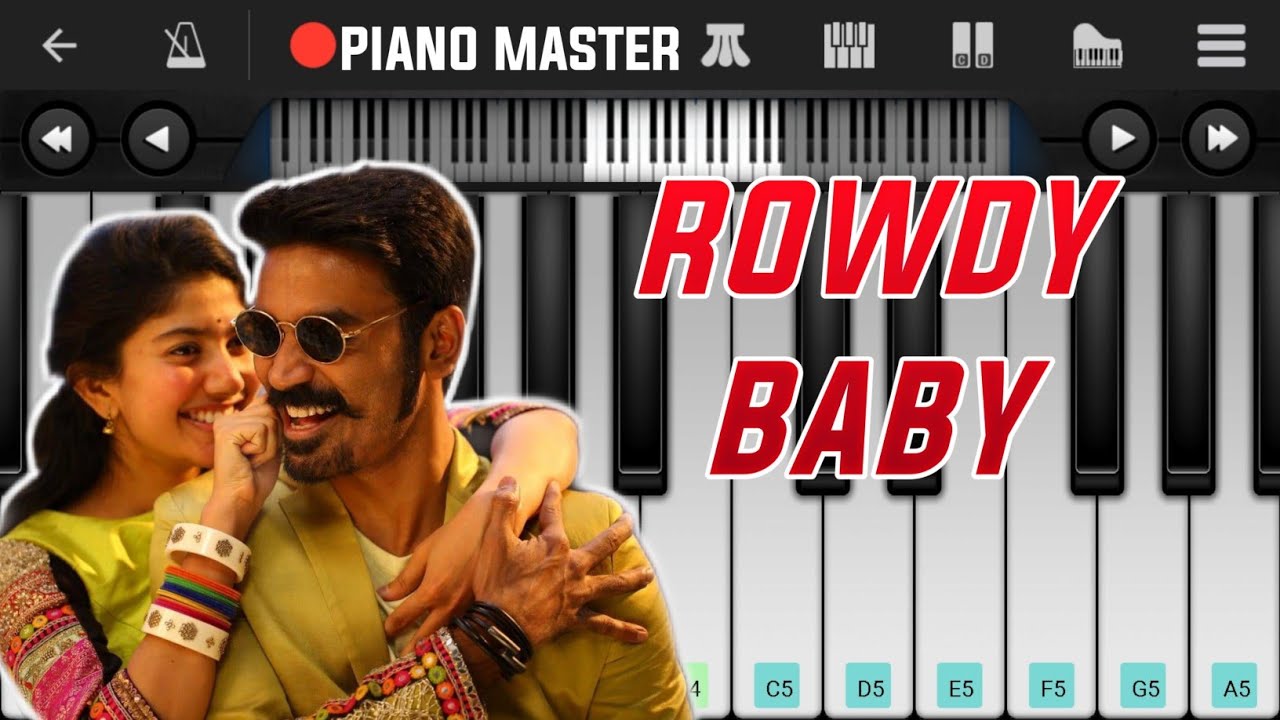 MAARI 2 ROWDY BABY SONG EASY PIANO TUTORIAL - YouTube