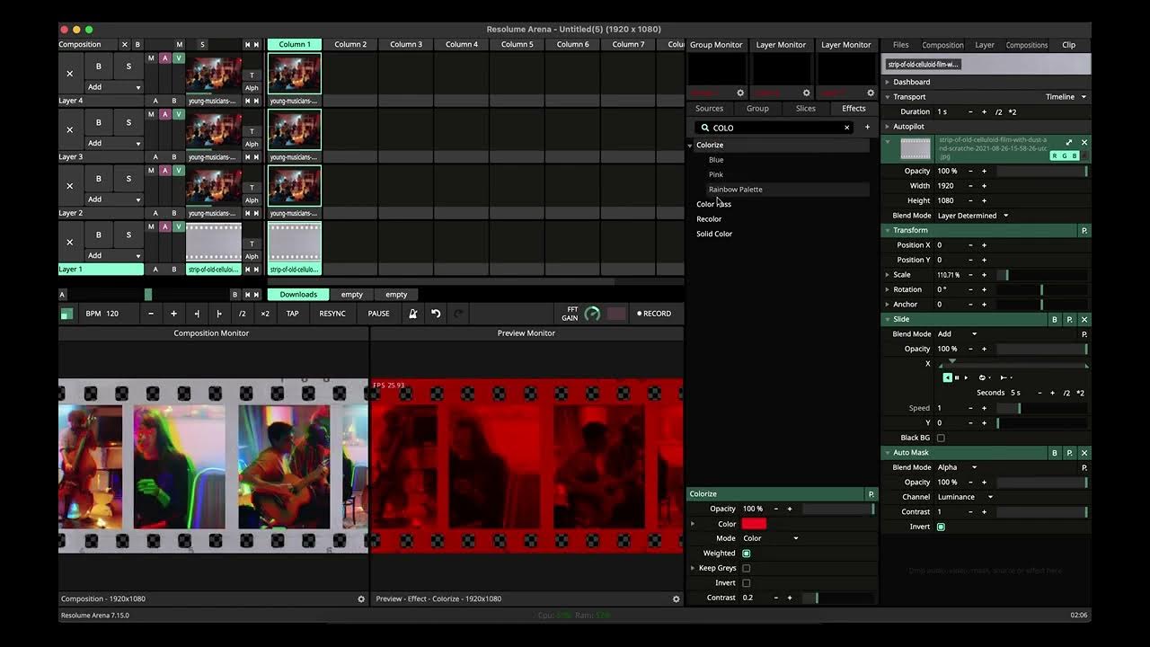 RESOLUME-VINTAGE FILM WITH MULTI OR SINGLECAM EFFX ADD SOME COOL EFFECTS - YouTube