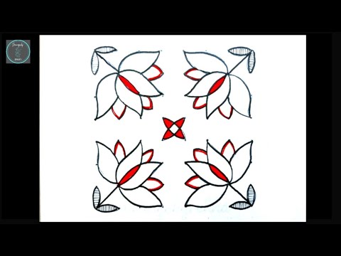 8*8 Straight Dots Lotus Rangoli || Daily Kolam || Symmetrical Rangoli ...