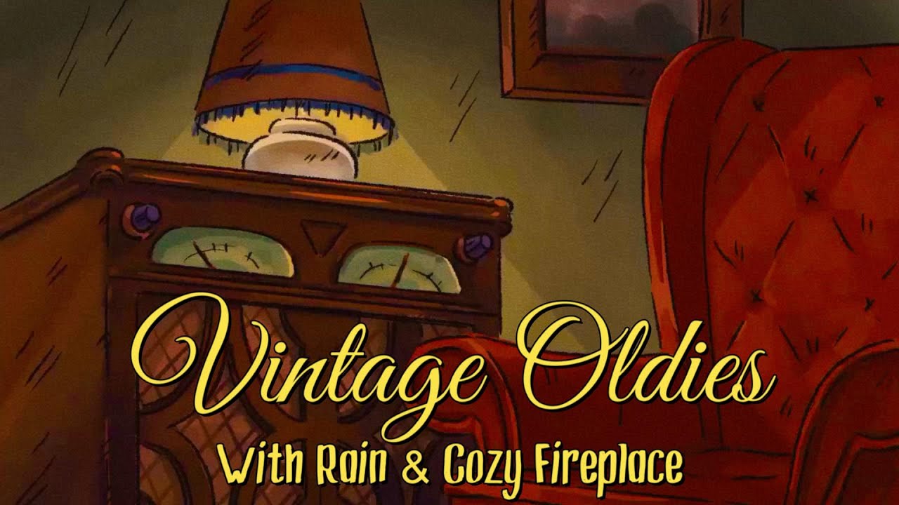 oldies playing in another room and it's raining w/ cozy fireplace ...