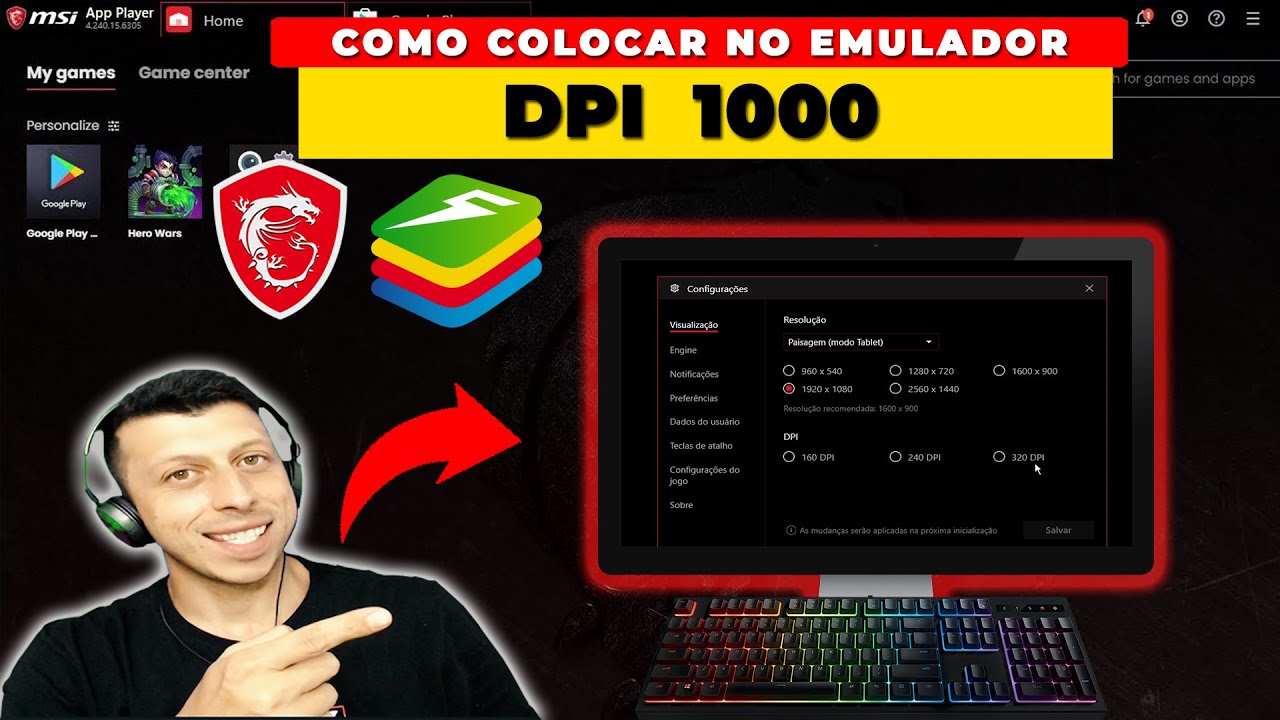 Como colocar 1000 de dpi no emulador MSI ou BLUESTACKS - YouTube
