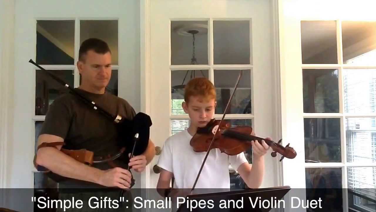 Simple Gifts: Small Pipes and Violin Duet - YouTube