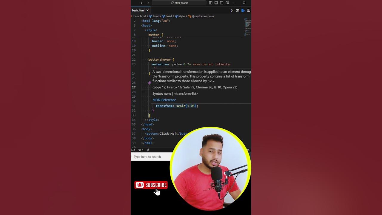 09/50 HTML CSS TRICKS 💻 | Pulse Button Hover Effect with CSS Animations #htmlanchor #programming ...