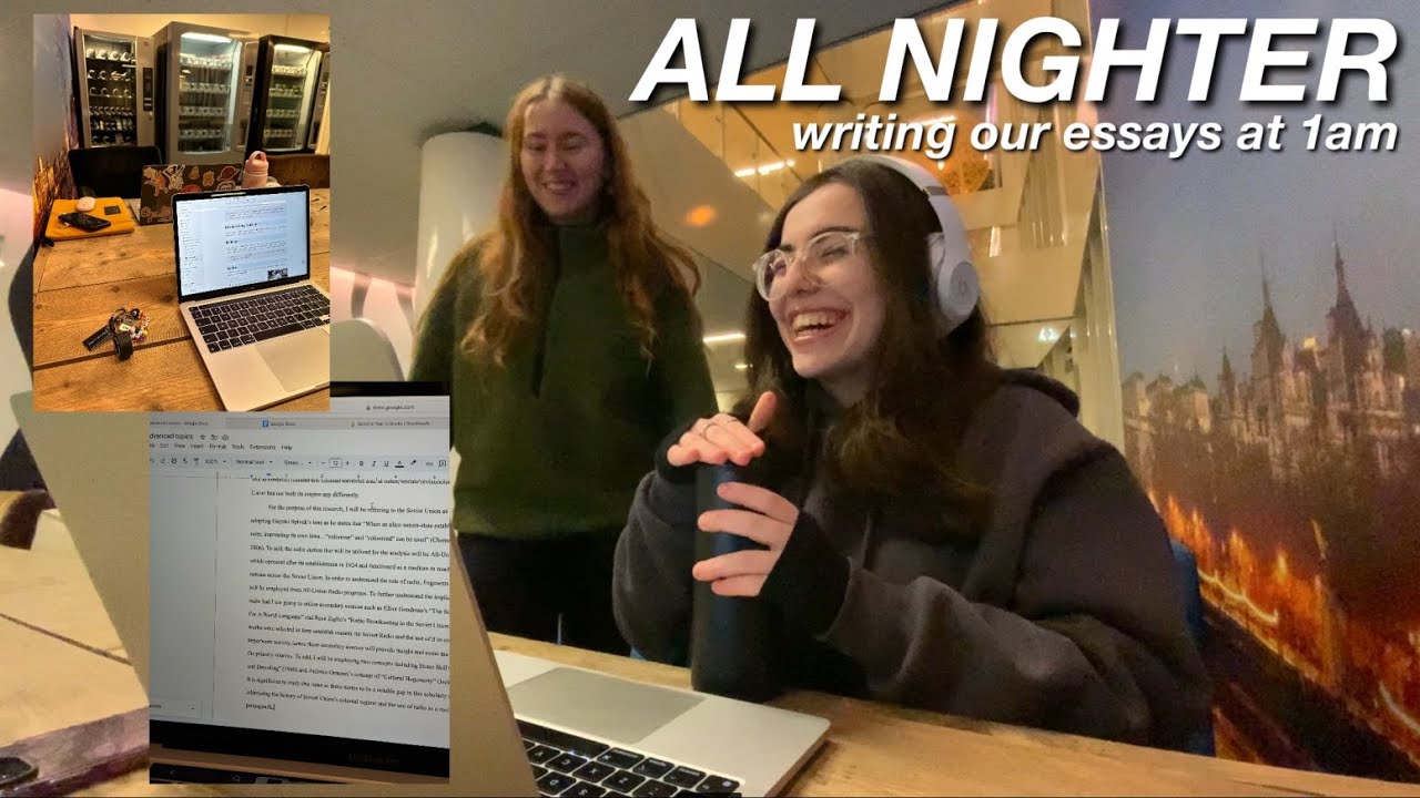 pulling up an all nighter to finish our essays | student diaries - YouTube