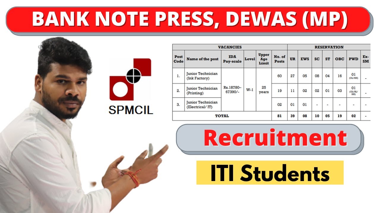 BANK NOTE PRESS, DEWAS (MP) Recruitment - 2022 || ITI Vacancy. - YouTube