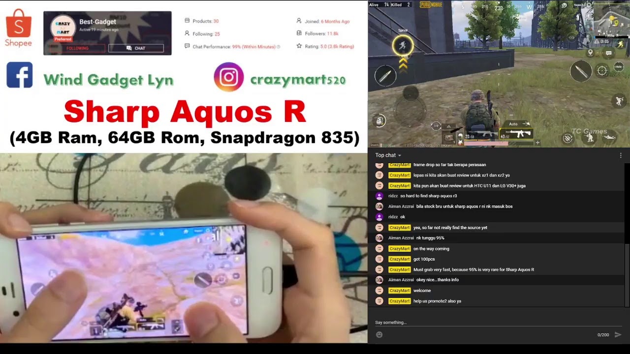 PUBG (Sharp Aquos R - Live Review) - YouTube