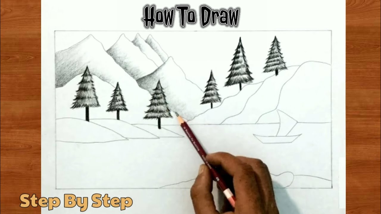 how to draw scenery | easy scenery drawing | easy | step by step ...
