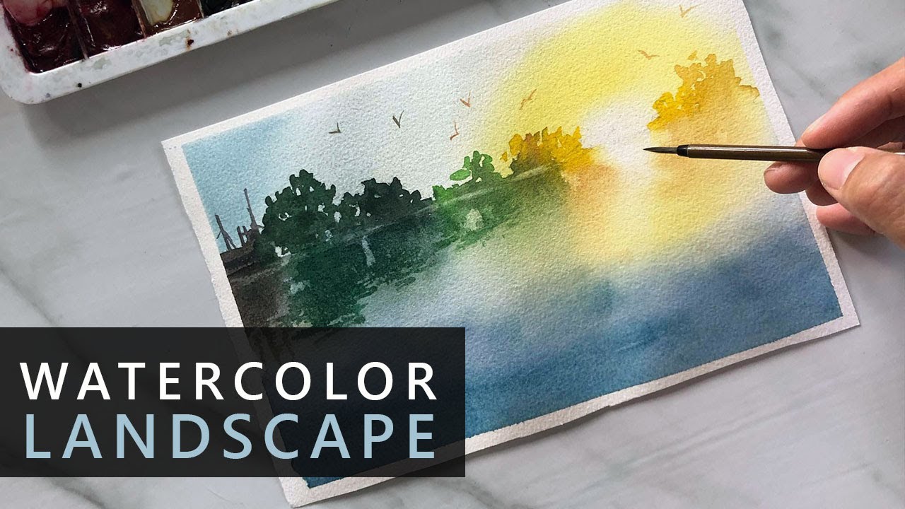 Simple Watercolor Sunset for Beginners - YouTube