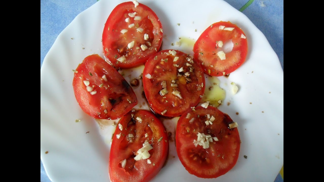 Ensalada de tomate, ajo y orégano - YouTube