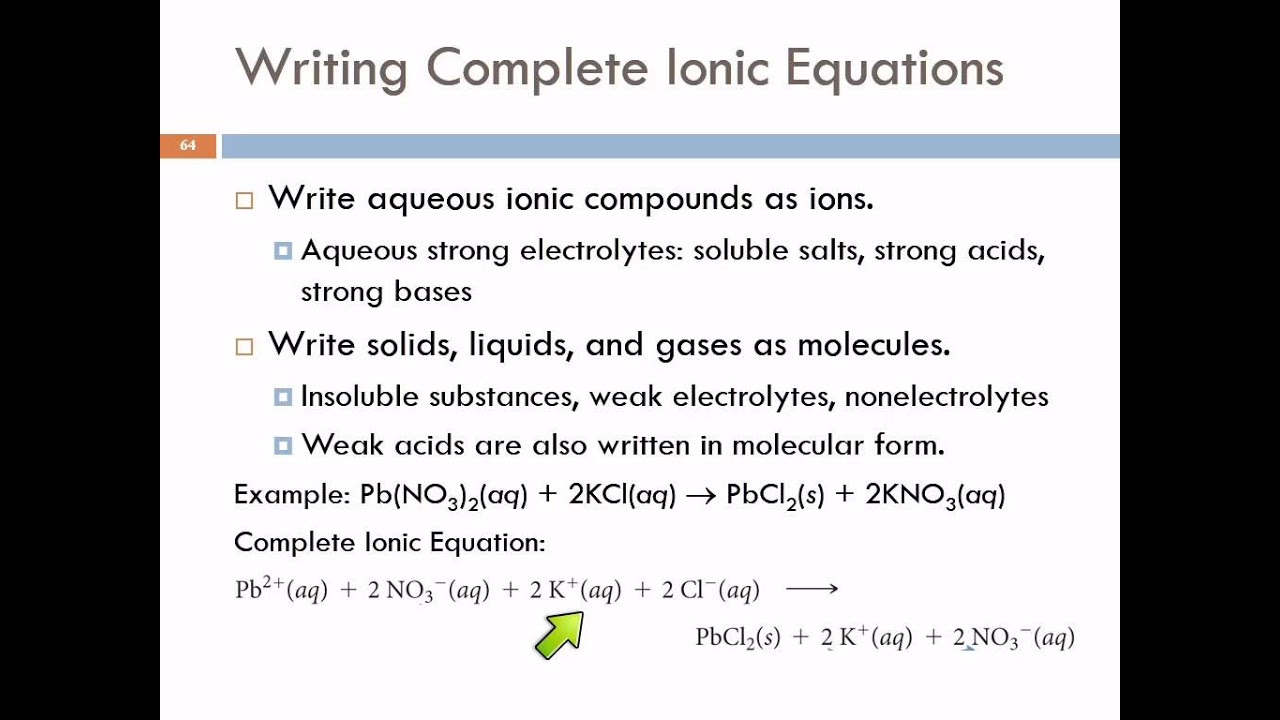 4.7 Representing Aqueous Reactions: Molecular, Ionic, & Complete Ionic ...