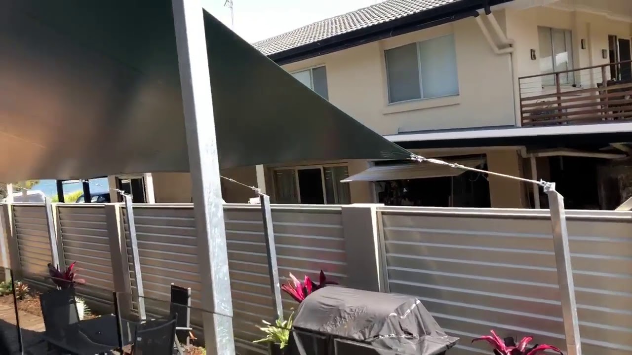 PVC Serge Ferrari shade sail installation - YouTube