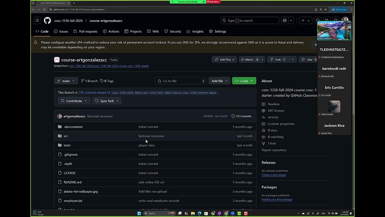 012725 COSC 1336 Python: GitHub Overview - YouTube