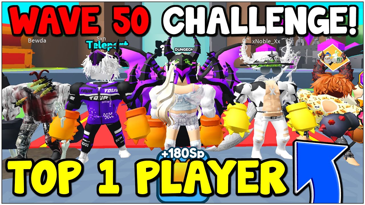 WAVE 50 CHALLENGE WITH THE TOP 1 PLAYER In Punch Simulator Roblox Game ...