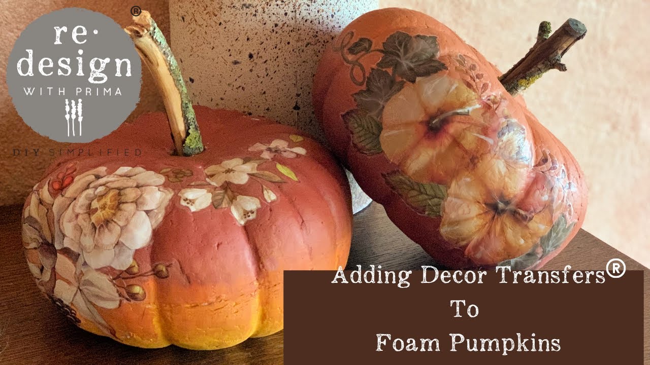 Adding Decor Transfers To Foam Pumpkins - YouTube
