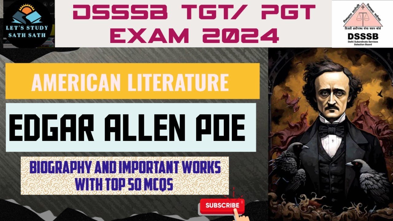 EDGAR ALLEN POE/ BIOGRAPHY & WORKS IN DETAIL WITH MCQS/IMPORTANT FOR ...