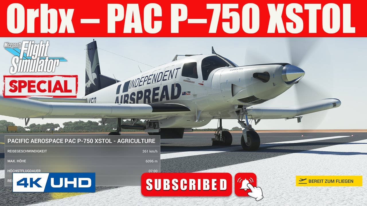 Orbx – PAC P–750 XSTOL - MSFS 2020 - Start und Landung - YouTube