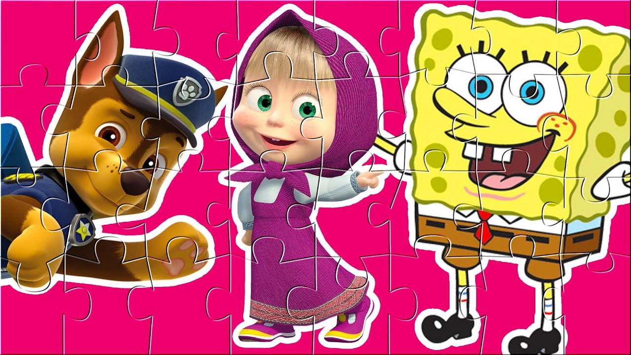 Paw patrol SpongeBob and Masha Puzzle games for kids and Learn Shapes ...
