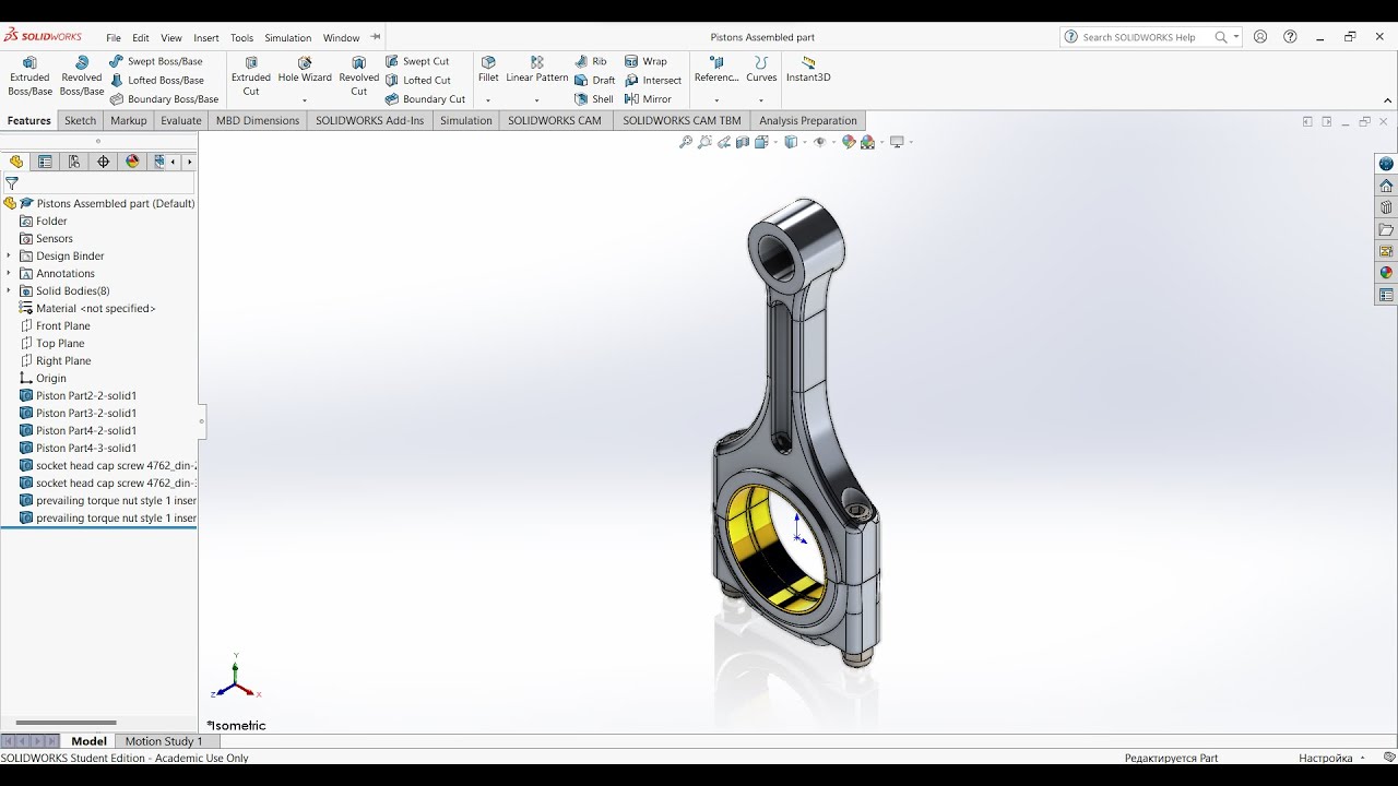 V12 Engine Easy Tutorial SolidWorks Ep 4/40(ASSEMBLING of the last 4 ...